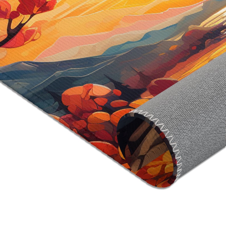 Fall Sunset Area Rug Fall Trend Square Rug Non-slip Square Carpet ...