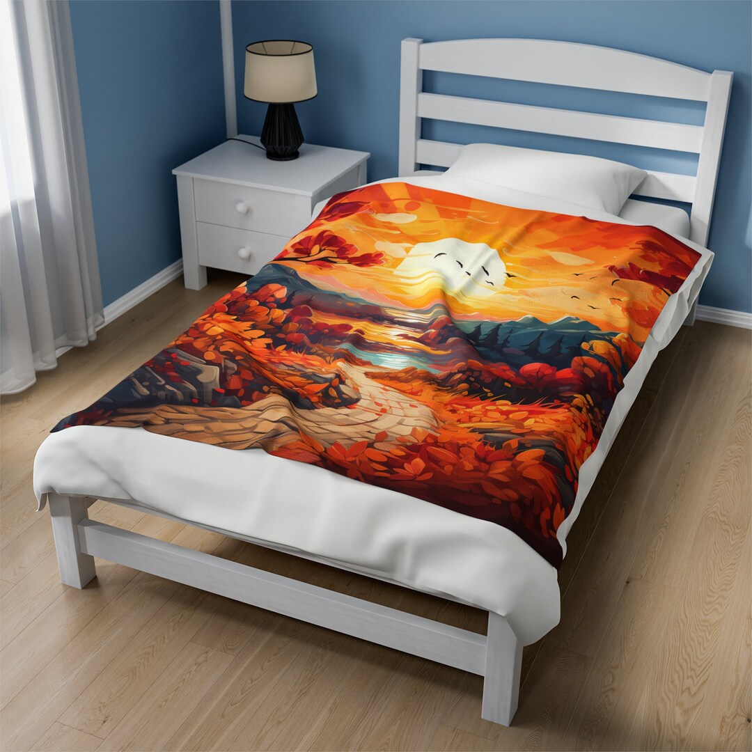 Fall Sunset Blanket Cute Halloween Blanket Fall Throws and Blankets ...