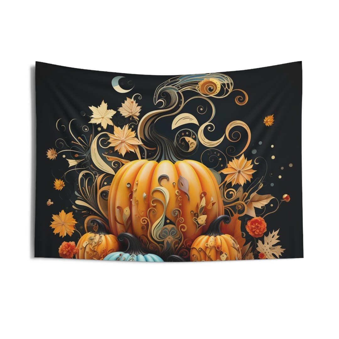 Pumpkin Tapestry Autumn Tapestry Fall Tapestry Fall Wall Art Autumn ...