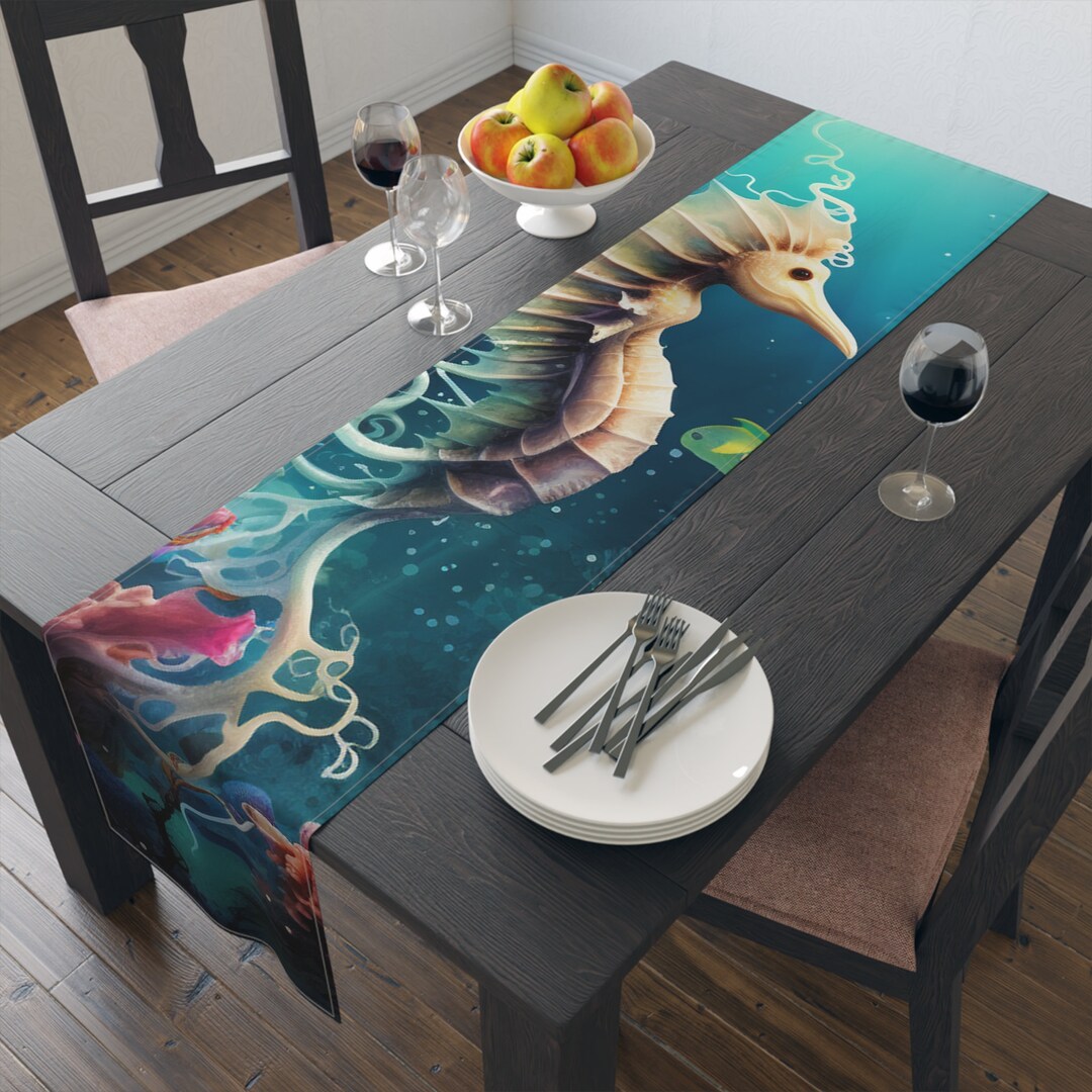 Seahorse Table Runner Sea Creature Table Runner Fish - Etsy