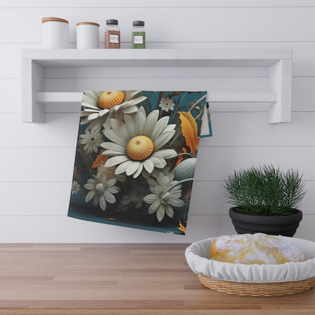 Daisy Kitchen Towel Floral Towel Kitchen Towel Flower Tea Towel Floral Kitchen Towel Flower ...