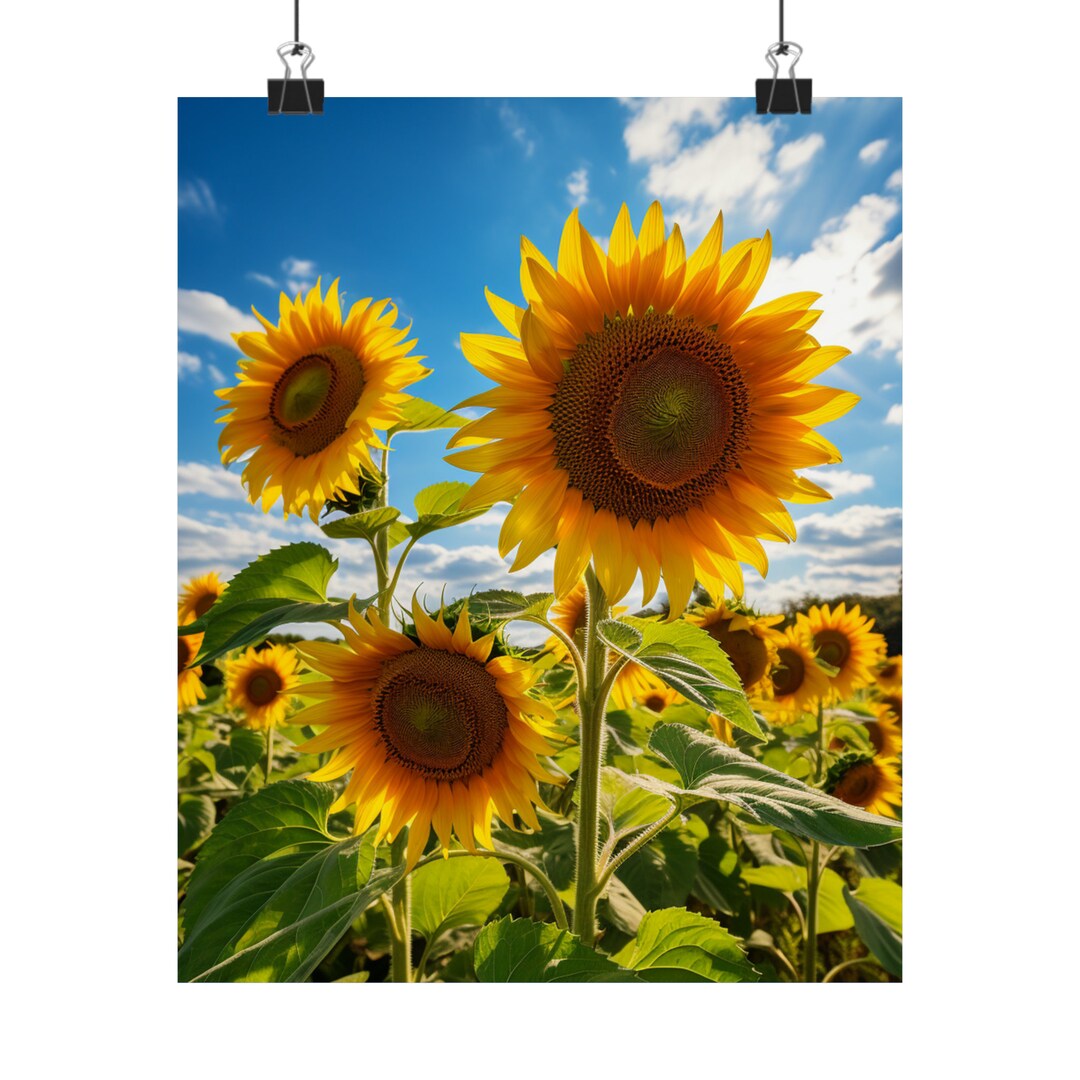 Realistic Sunflower Floral Abstract Matte Posters Colorful Floral ...