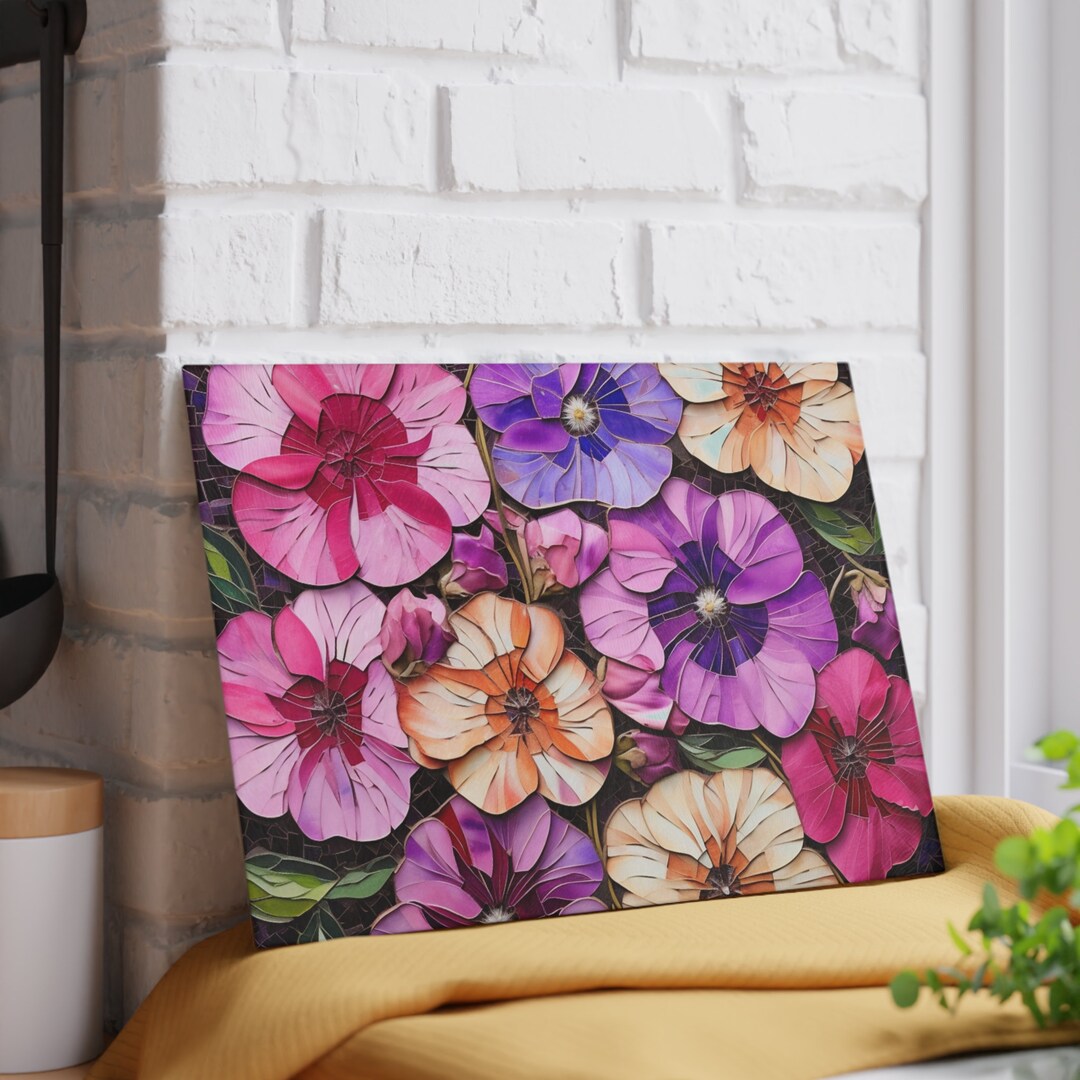 Petunia Glass Cutting Board Abstract Glass Cutting Board Abstract ...