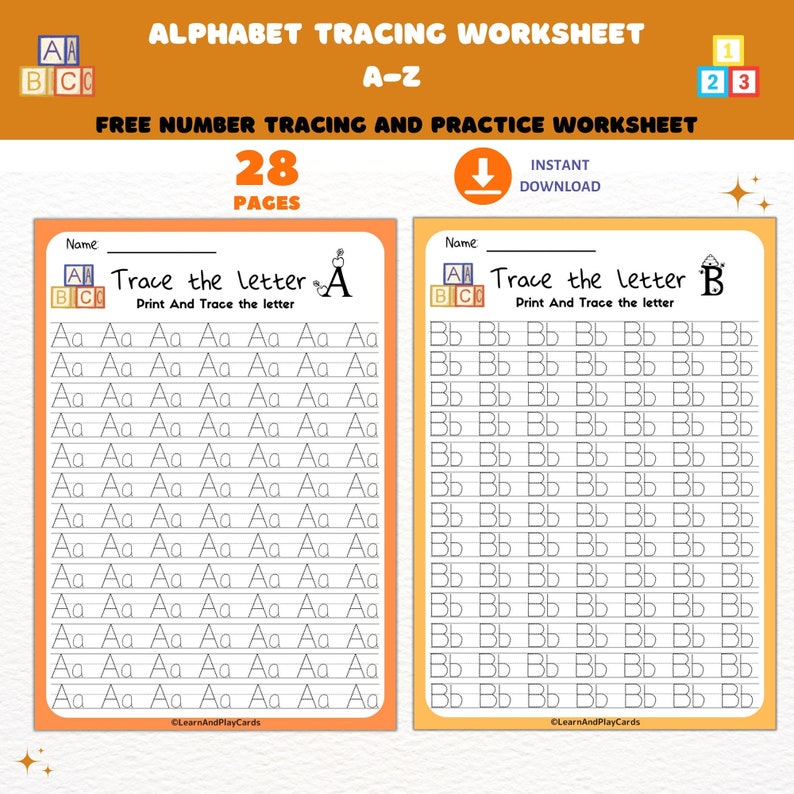 Complete Alphabet and Number Tracing Worksheets, ABC Tracing ...