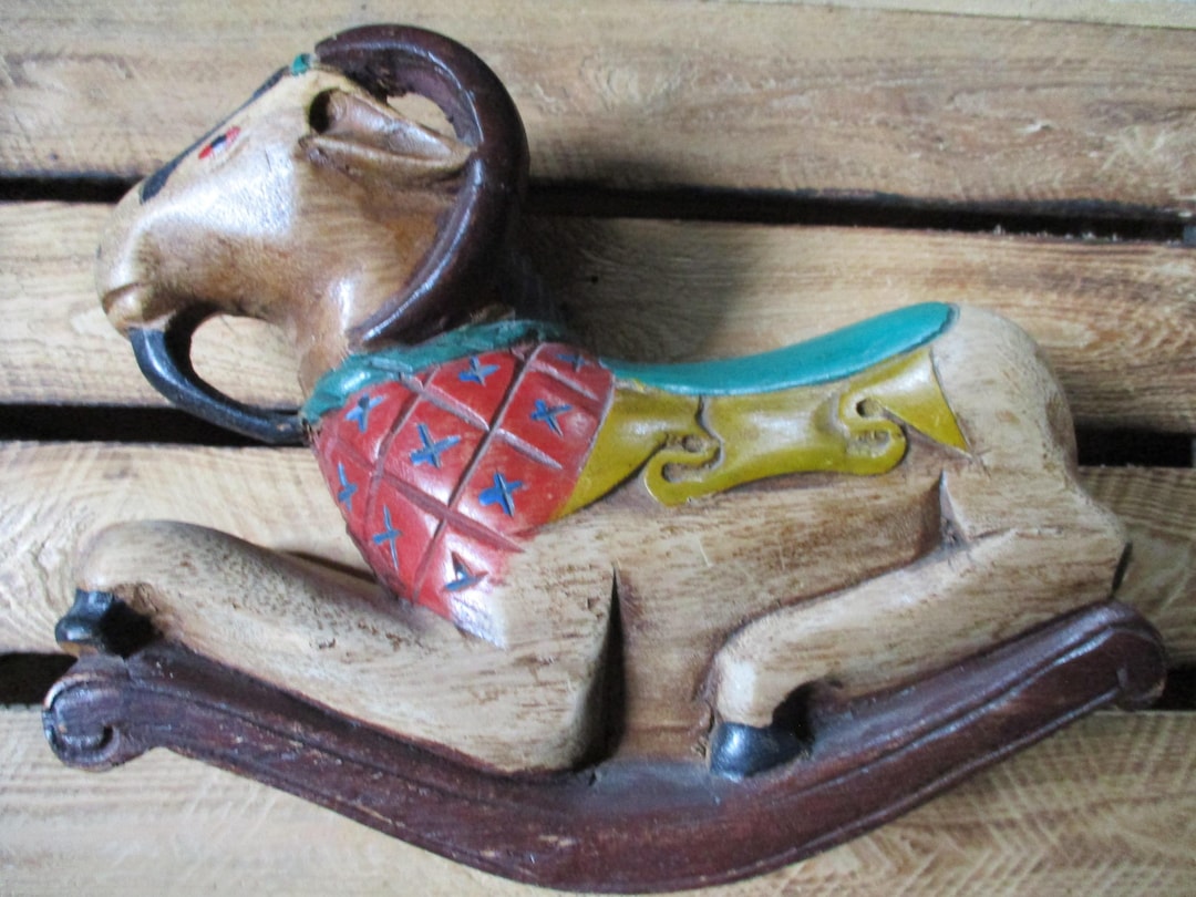 Hand-carved Rocking Goat Vintage 1950s Alexander Girard Style Special ...