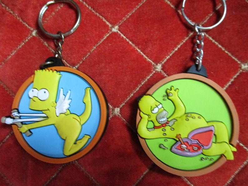 The Simpsons Keychain Badge Vintage 1999 Bart Lisa Maggie Homer Marge ...