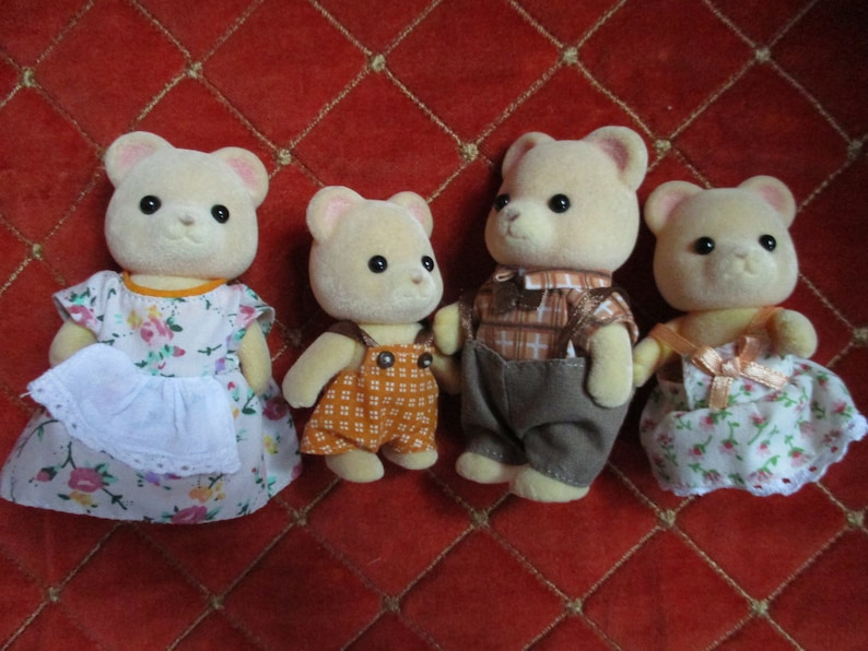 Sylvanian Families Sets Vintage 1980s Shirubania Bear Cat Hedgehog ...