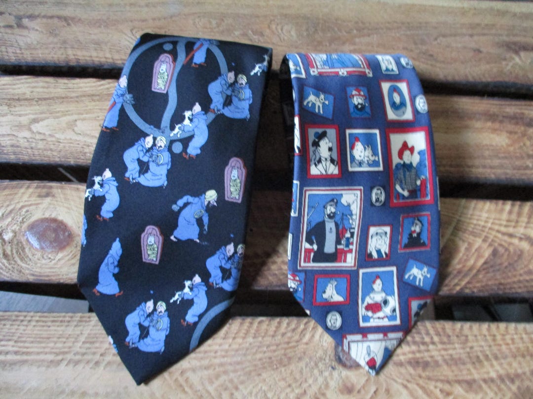 Tintin Tie Vintage 1990s Cravate Kuifje Hergé Moulinsart 100% Silk ...
