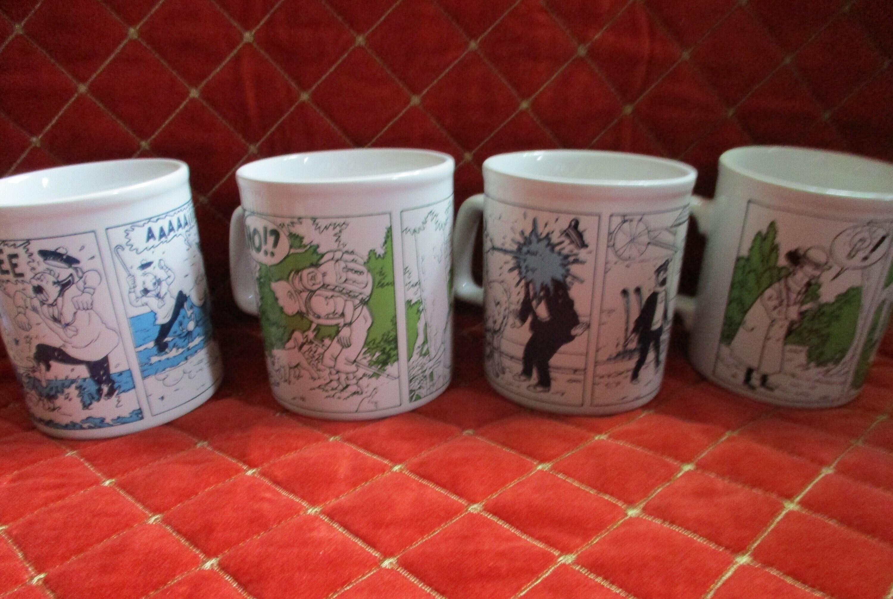 Tintin Kuifje Coffee Mugs Vintage 1980 Hergé Complete Set Kitchen ...
