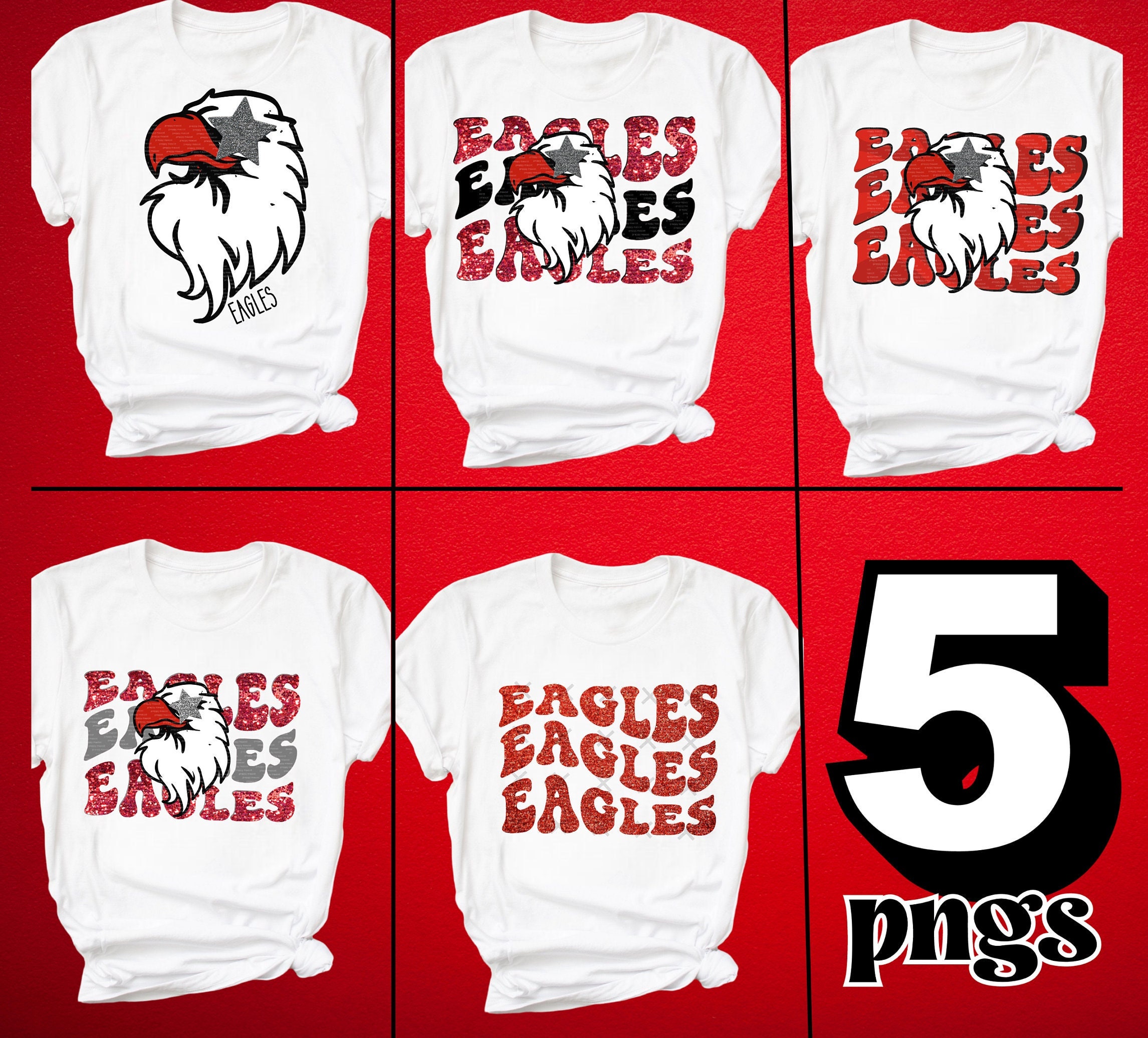 Preppy Red EAGLE Mascot PNG Glitter Star Sunglasses Eyes Team Shirts ...