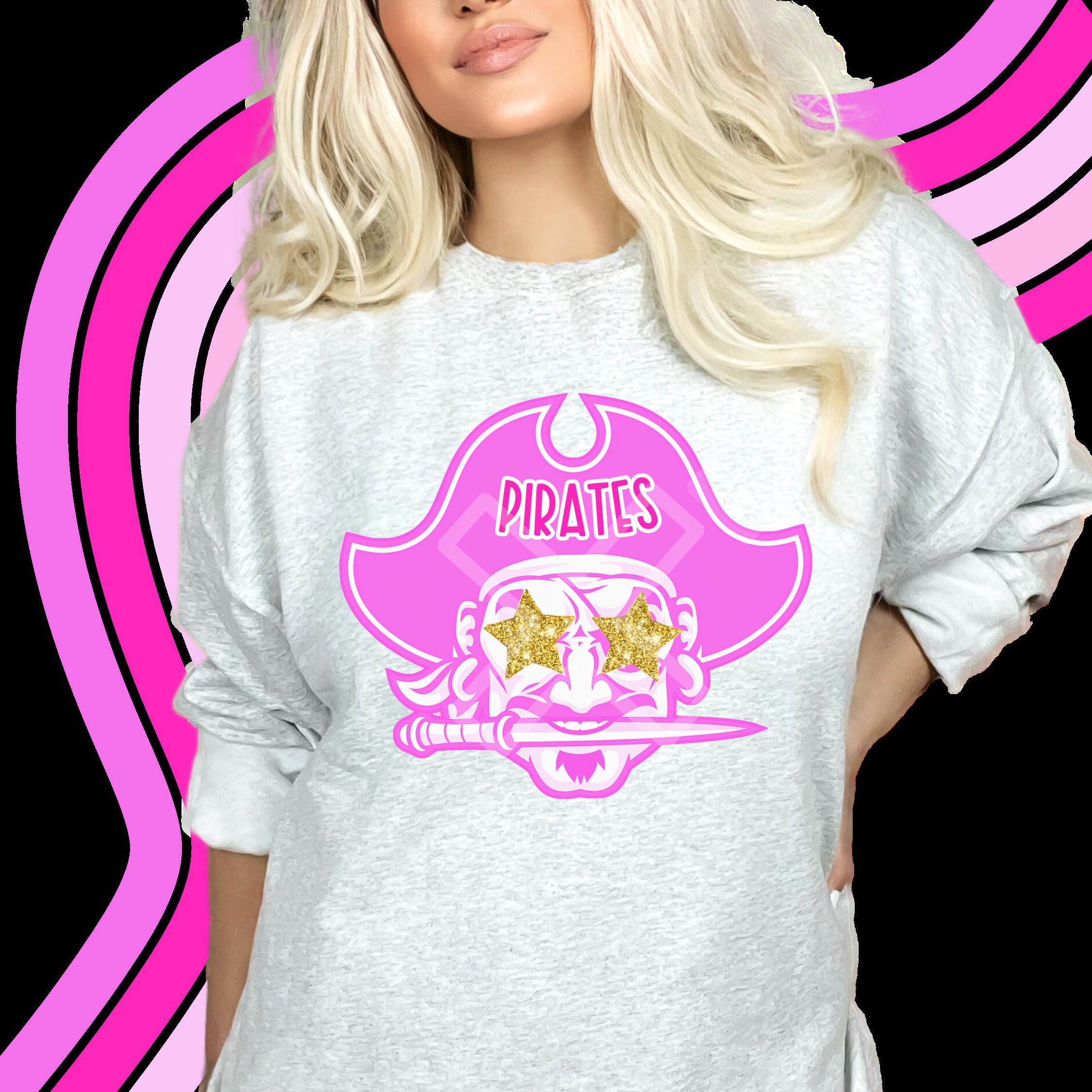 5 Preppy Pink Pirate Mascot PNG Star Eyes Sunglasses Team - Etsy