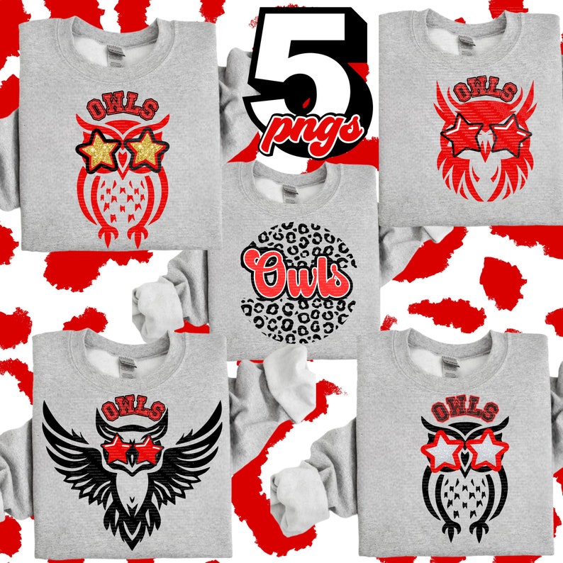 Preppy Red Black Owl Mascot PNG Star Eyes Great for Team Shirts High ...