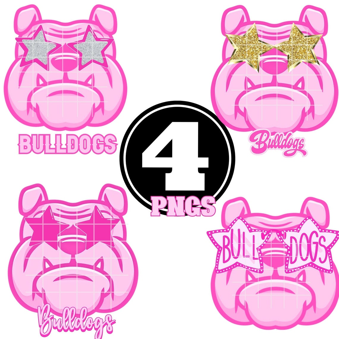 Preppy Pink Bulldog Mascot PNG Star Eyes Great for Team Shirts - Etsy