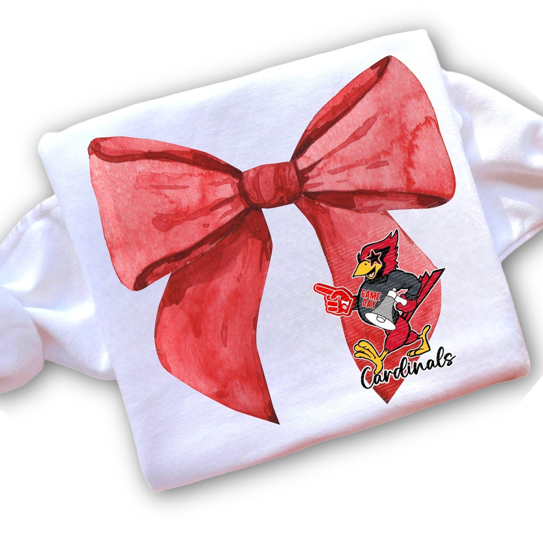 Cardinal Mascot PNG on Water Color Preppy Coquette Bow Star Eyes ...