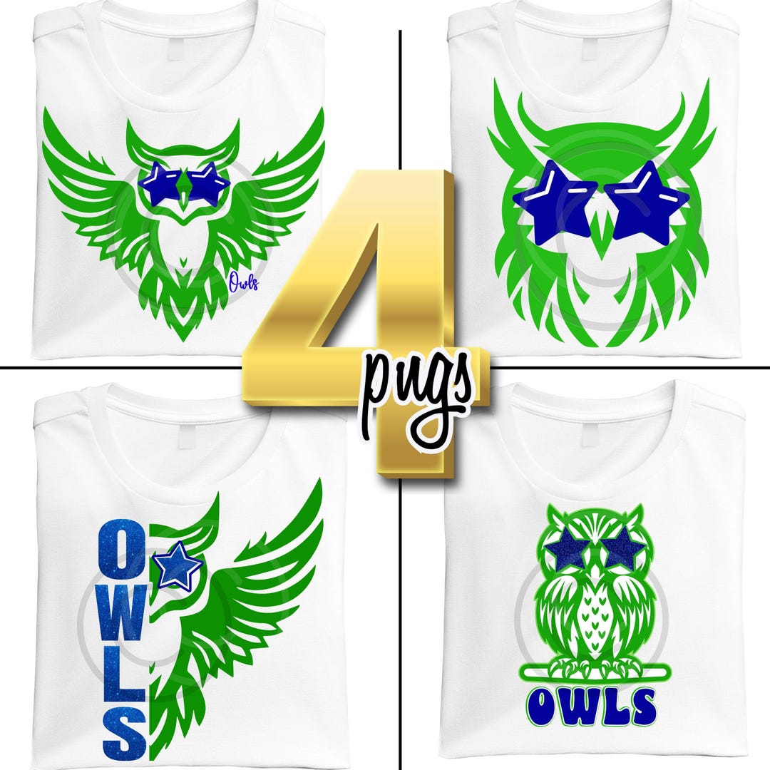 Owl PNG Green and Blue Owl Mascot With Star Eye Sunglasses, Trendy ...