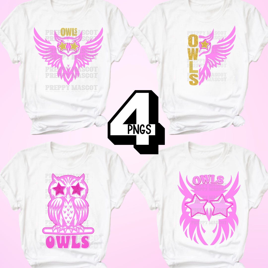 Owl PNG Preppy Pink Owl Mascot PNG With Star Eye Sunglass, Trendy ...