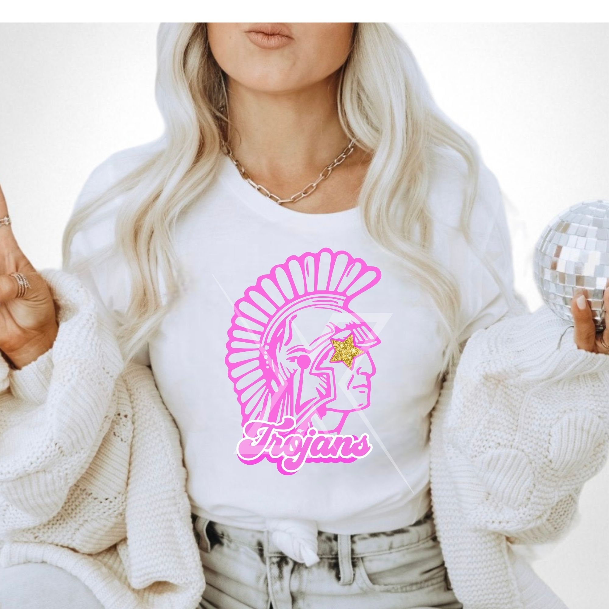 Preppy Pink Trojans Mascot PNG Star Eyes Sunglasses Team Spirit Shirts ...