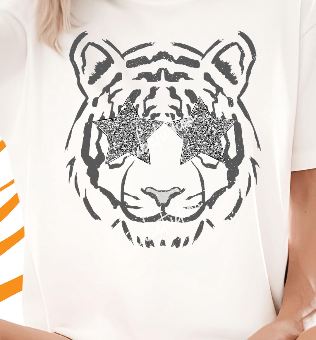 Tiger Head Face PNG Star Sunglasses for Sublimation DTF Distressed ...