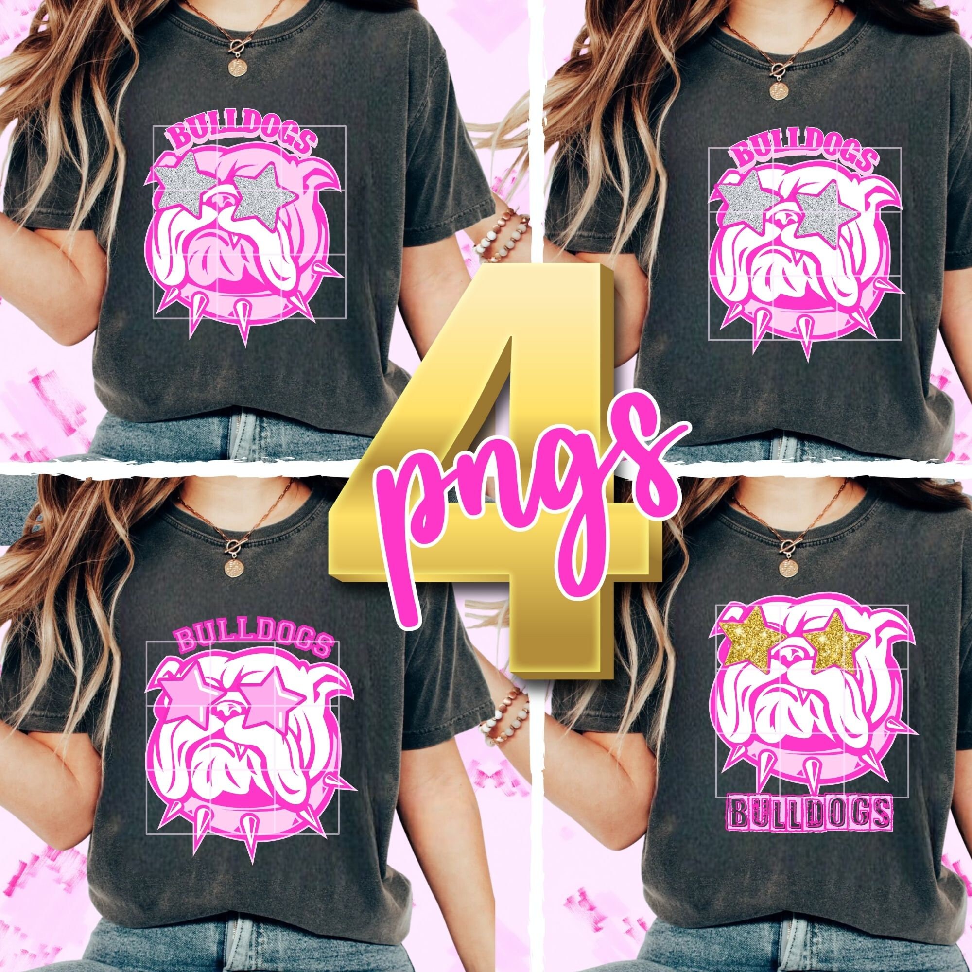 4 Preppy Pink Bulldog Mascot Leopard Circle PNG Star Eye Sunglasses ...