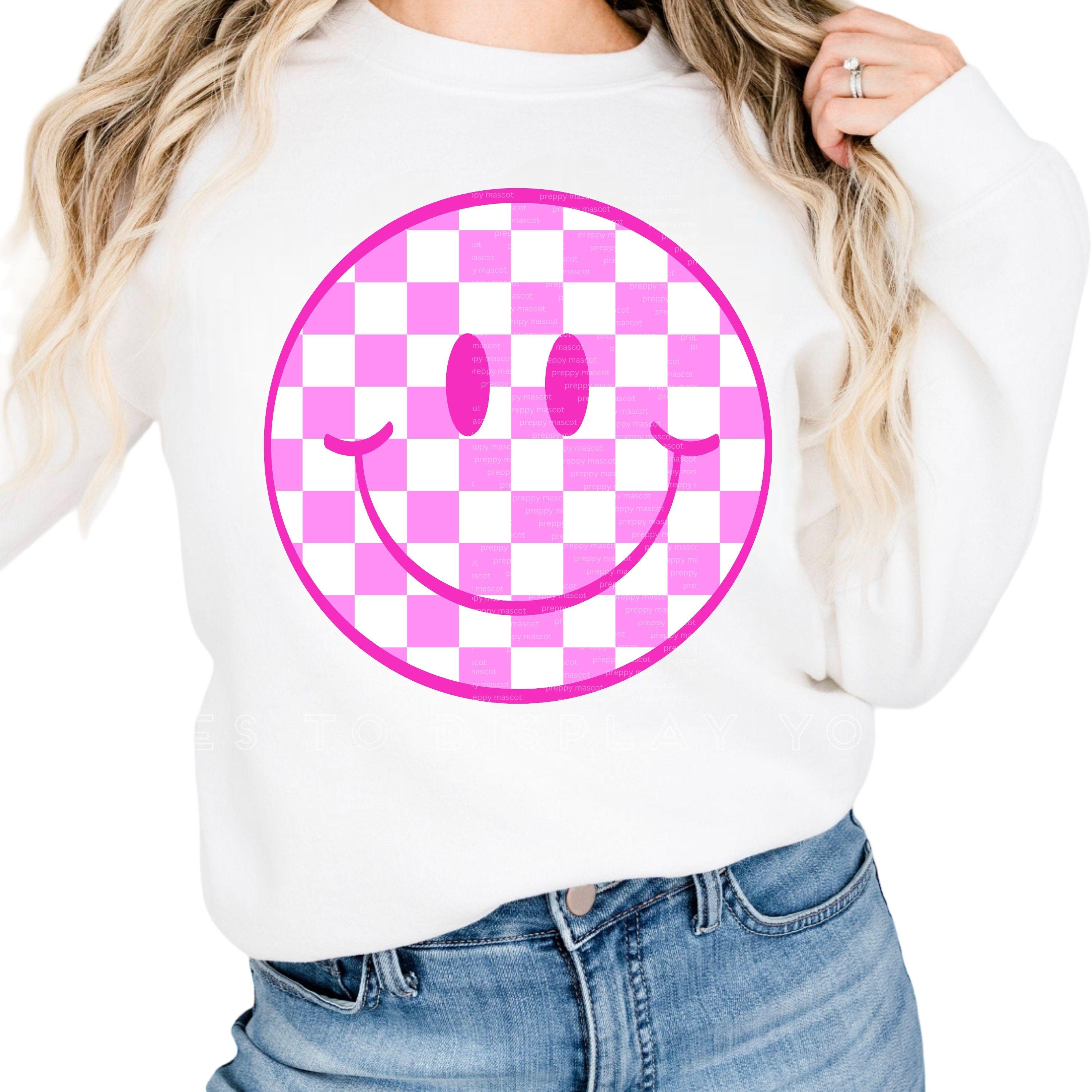 Pink Preppy Smile Happy Face PNG Sublimation Trendy Design for Girl ...