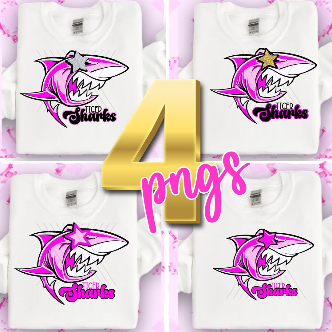 4 Preppy Pink Sharks Mascot PNG Great for Team Shirts High School ...