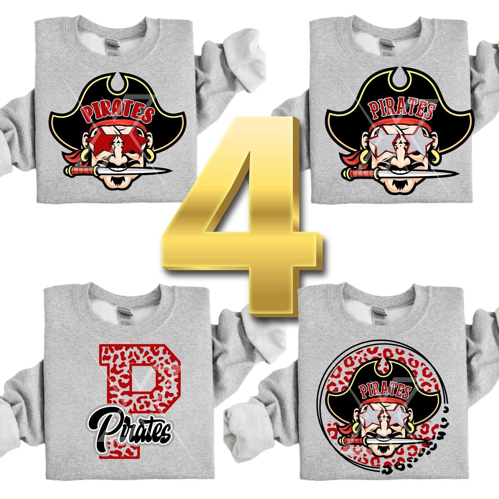 4 Preppy Pirate Mascot PNG Star Eyes Sunglasses Team Shirts Highschool ...