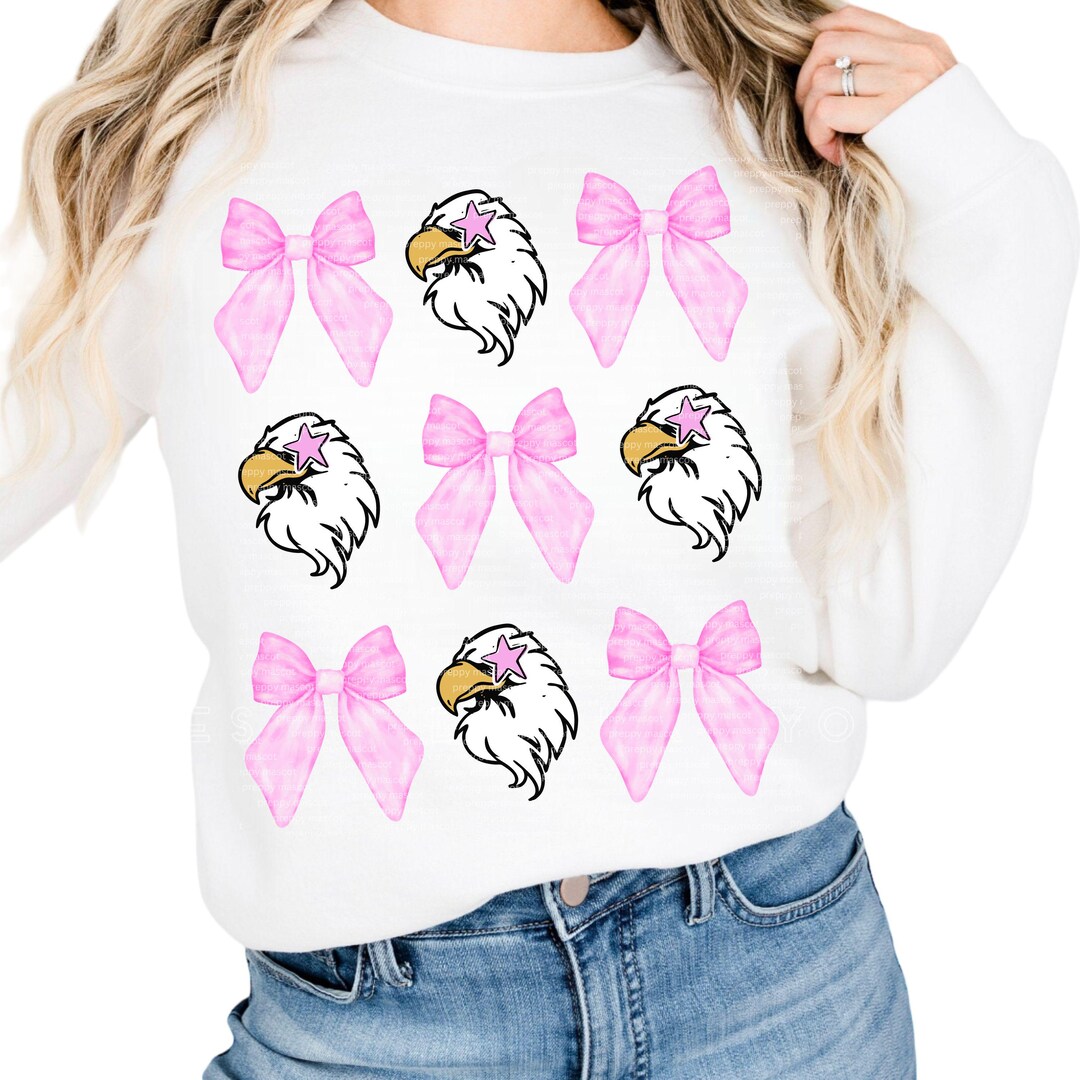 Pink Preppy Eagle PNG Pink Bows Sunglasses PNG Sublimation Coquette Bow ...