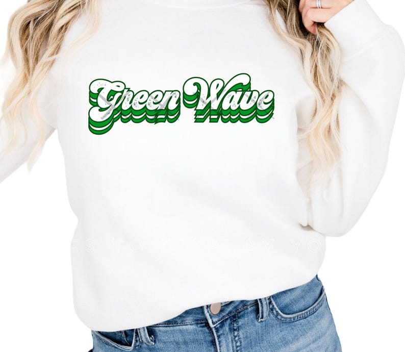 2 Green Wave Text Word PNG for Sublimation or DTF for Spirit Shirt ...