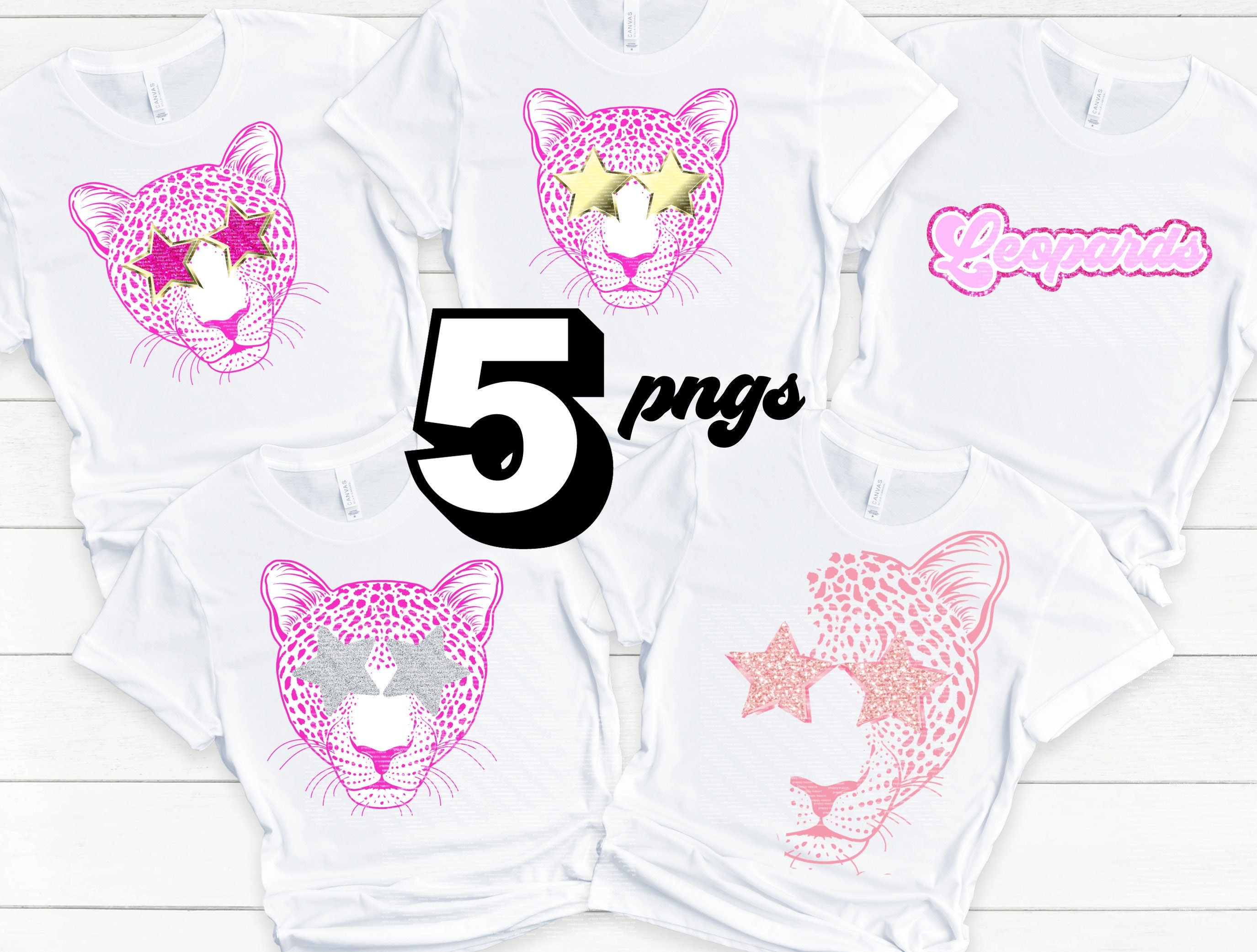 4 Preppy Pink Leopard Mascot PNG Star Eye Sunglasses Team High School ...