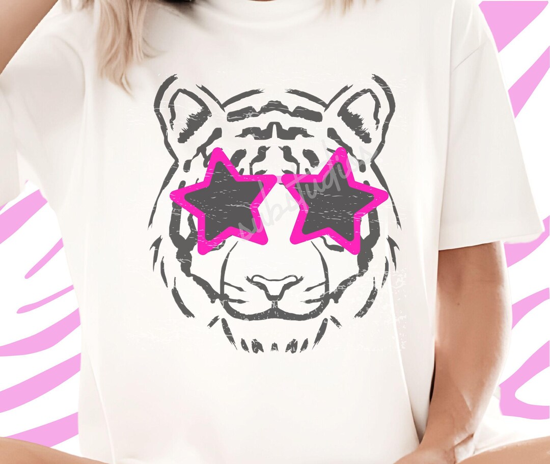 Tiger Head Face PNG Star Sunglasses for Sublimation DTF Distressed ...