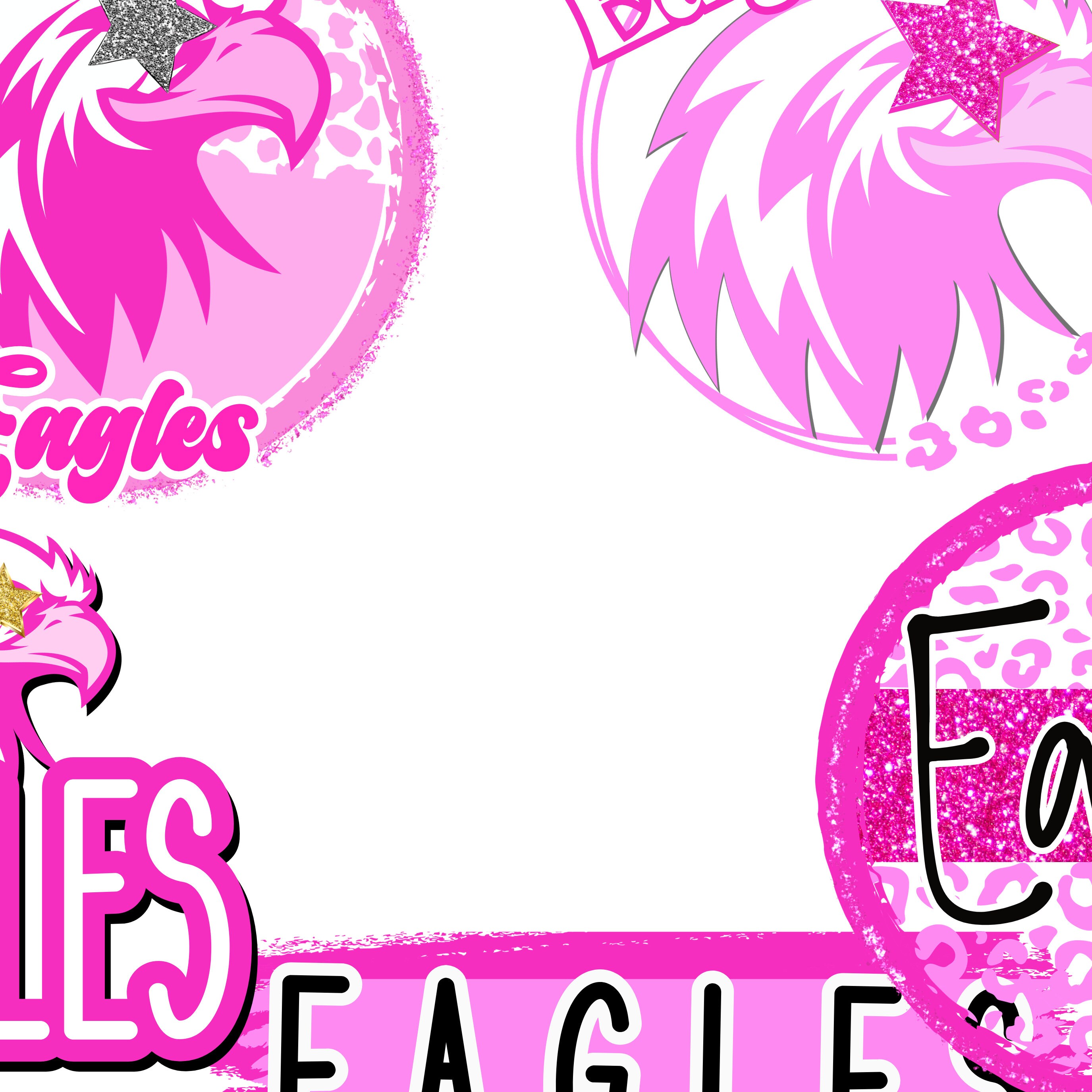 4 Preppy Pink EAGLE Mascot PNG Glitter Star Eyes Team Spirit Shirts ...