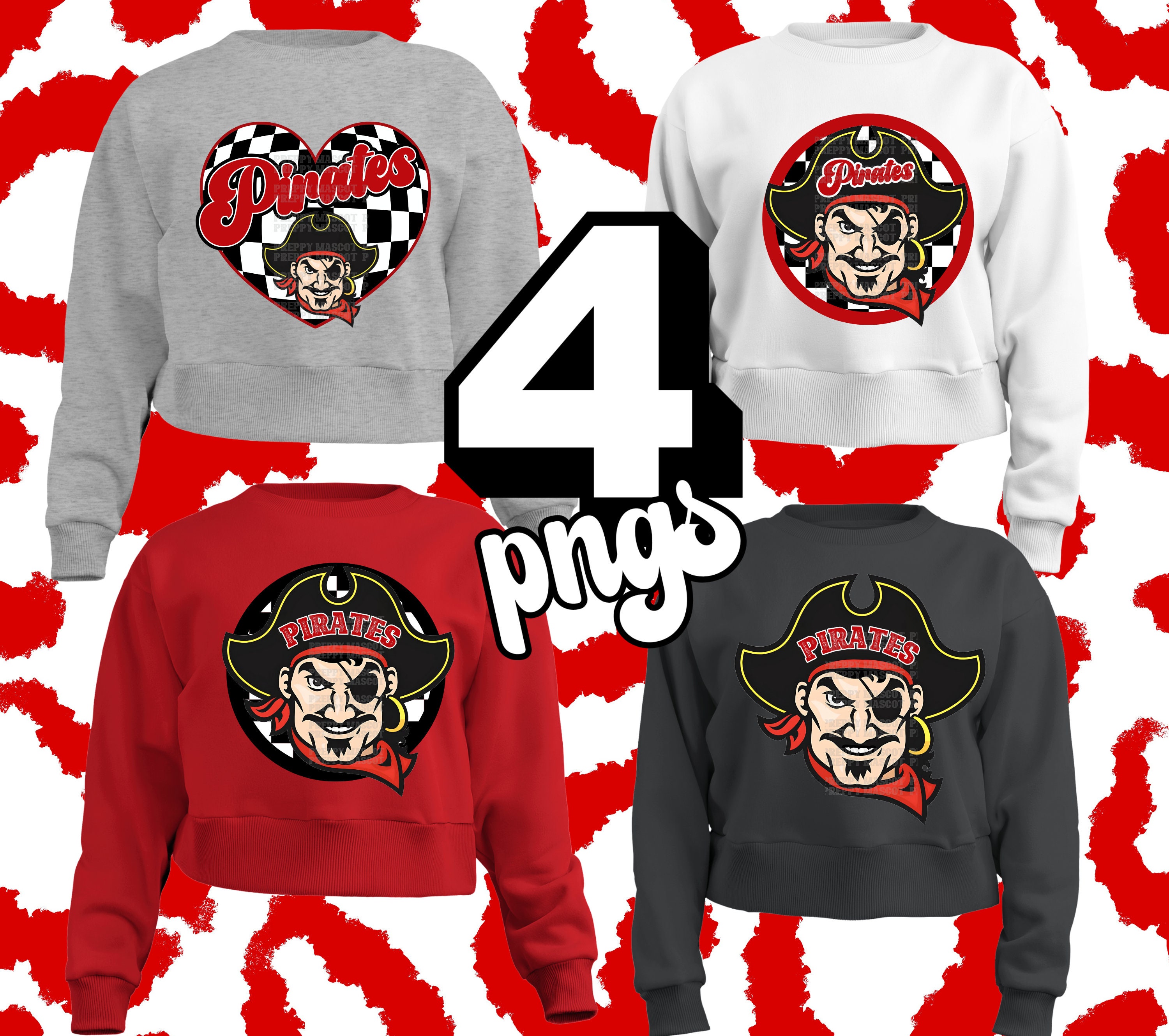 4 PNG Preppy Pirate Mascot PNG School Mascot College Spirit Shirt ...