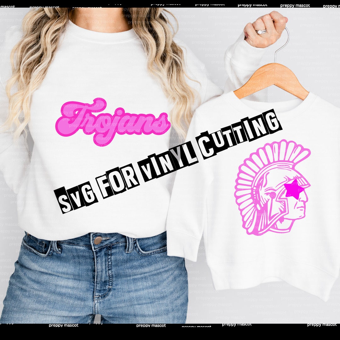 Preppy Pink Trojans Mascot SVG Vector Star Eyes Great for Team Shirts ...