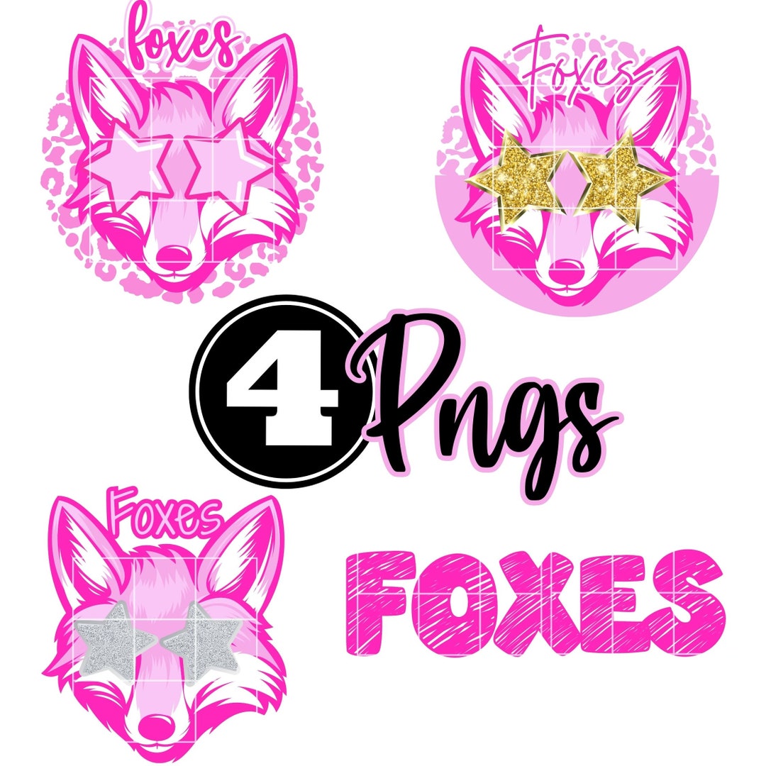 4 Preppy Pink Fox Foxes Mascot PNG Star Eyes Great for Team Shirts High ...