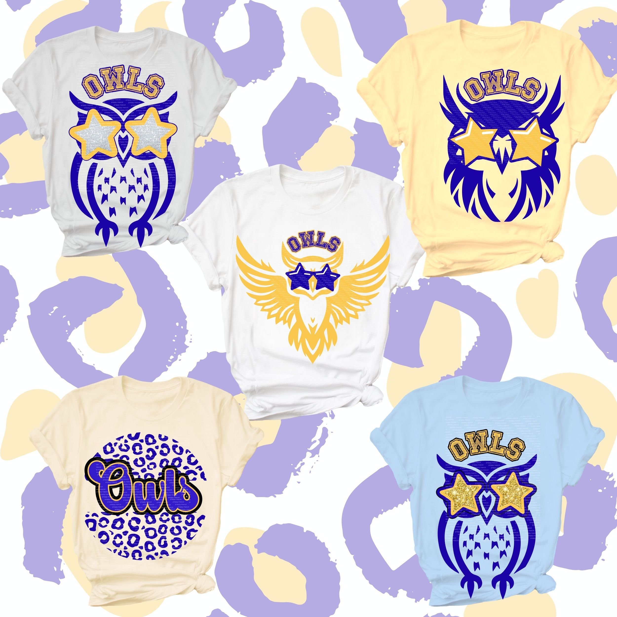 Preppy Blue Gold Yellow Owl Mascot PNG Star Eyes Great for Team Shirts ...
