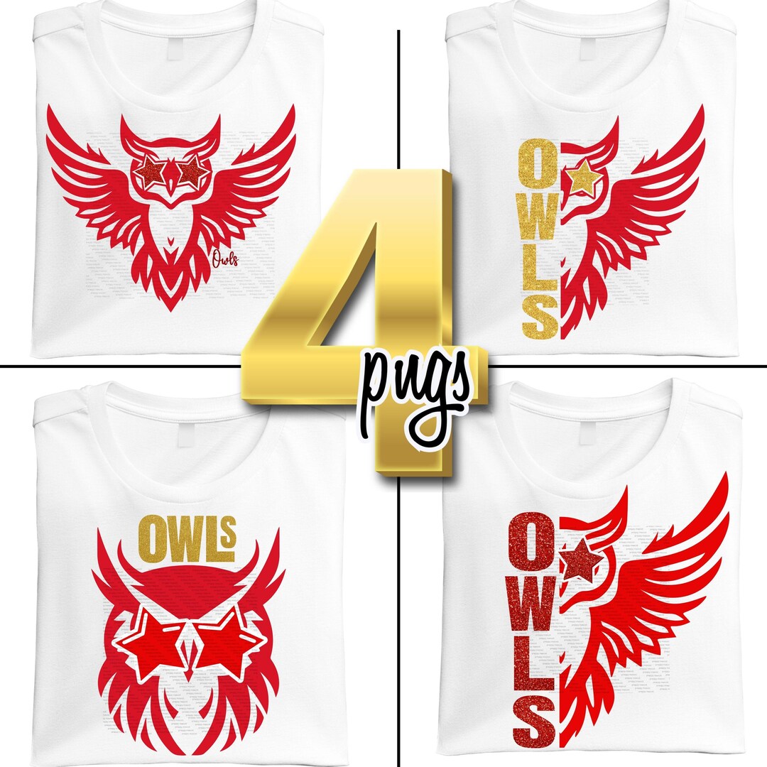 Owl PNG Red Owl Mascot With Star Eye Sunglasses, Trendy Preppy Mascot ...
