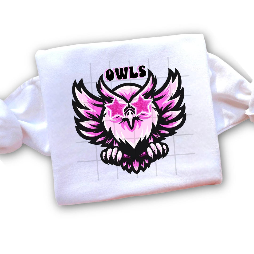 Preppy Pink Owl Mascot PNG Star Sunglasses Star Eyes Glasses Shirts ...