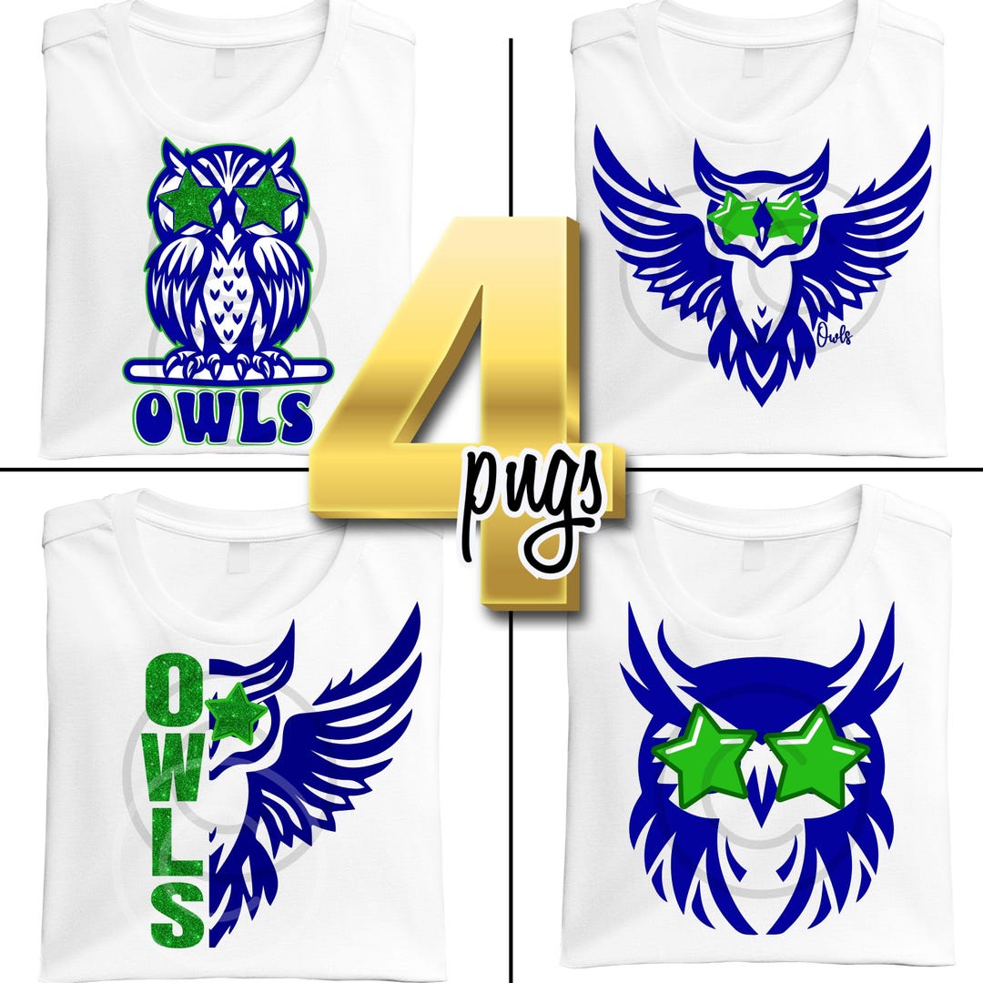 Owl PNG Green and Blue Owl Mascot With Star Eye Sunglasses, Trendy ...