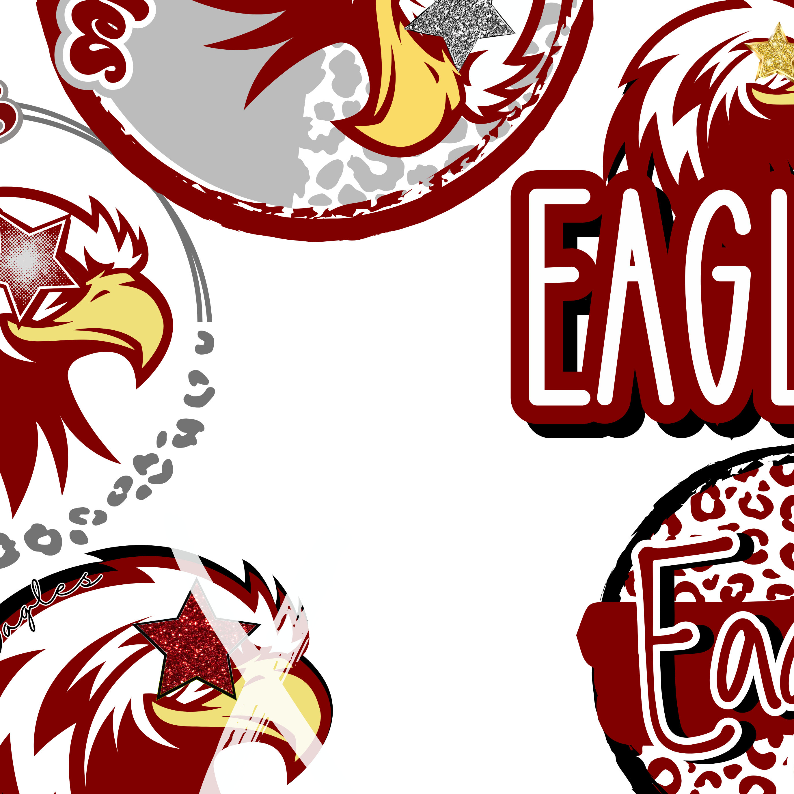 Red Maroon Preppy EAGLE Mascot PNG Star Eyes Great for Team Shirts ...