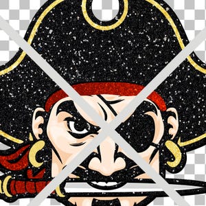 3 Red Glitter Pirate Buccaneers Mascot PNG 300 DPI Instant Download ...