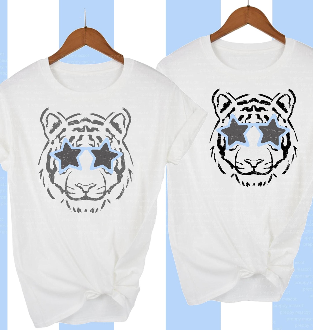 2 Tiger Head Face PNG Star Sunglasses for Sublimation DTF Distressed ...