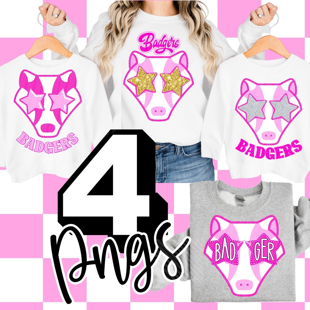 Preppy Pink Badger Mascot PNG Star Eyes Sunglasses Team Shirts - Etsy