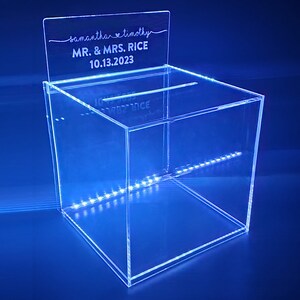 Acrylic Wedding Card Box - Custom Options - 10" Handmade Color Changing ...