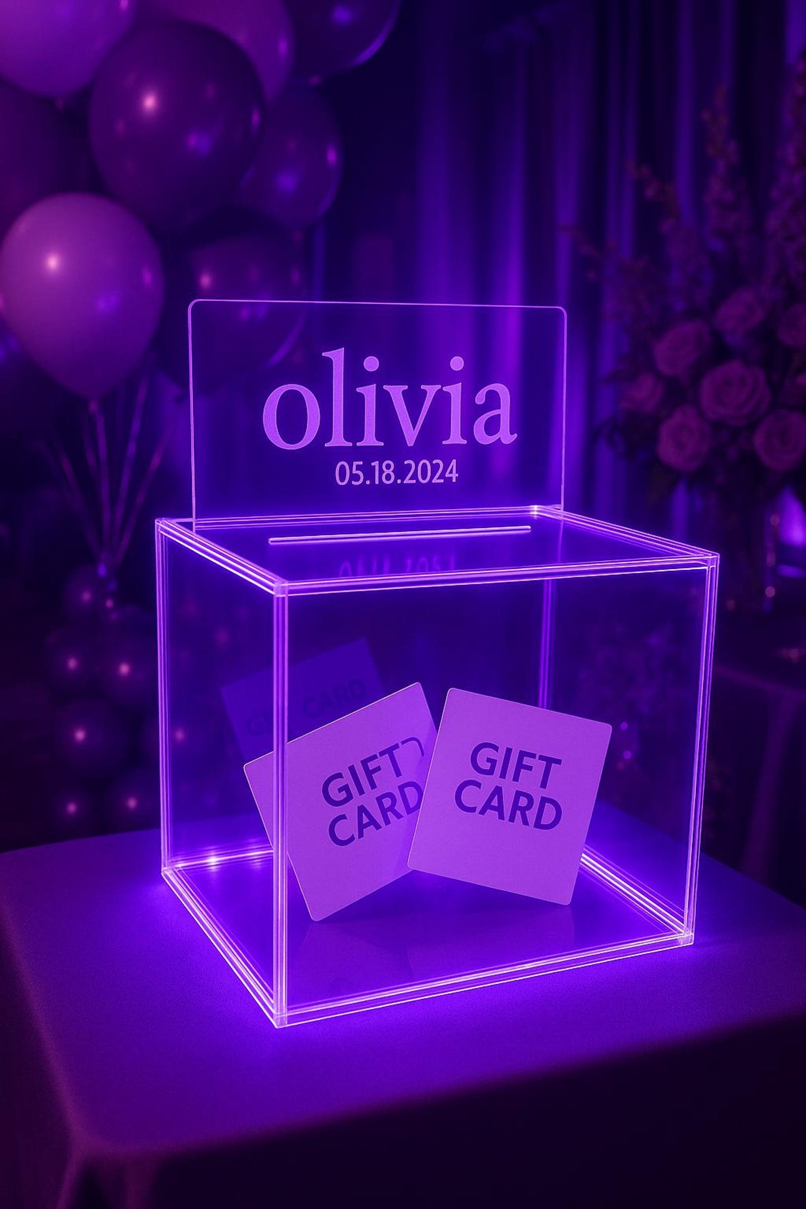 Customizable Color Changing LED Light-up Acrylic Card Box for Weddings ...