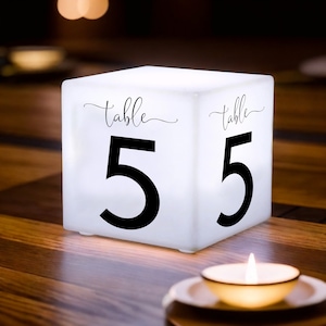 Customized Glow Light Cube Table Number - Wedding/bar Mitzvah/event ...