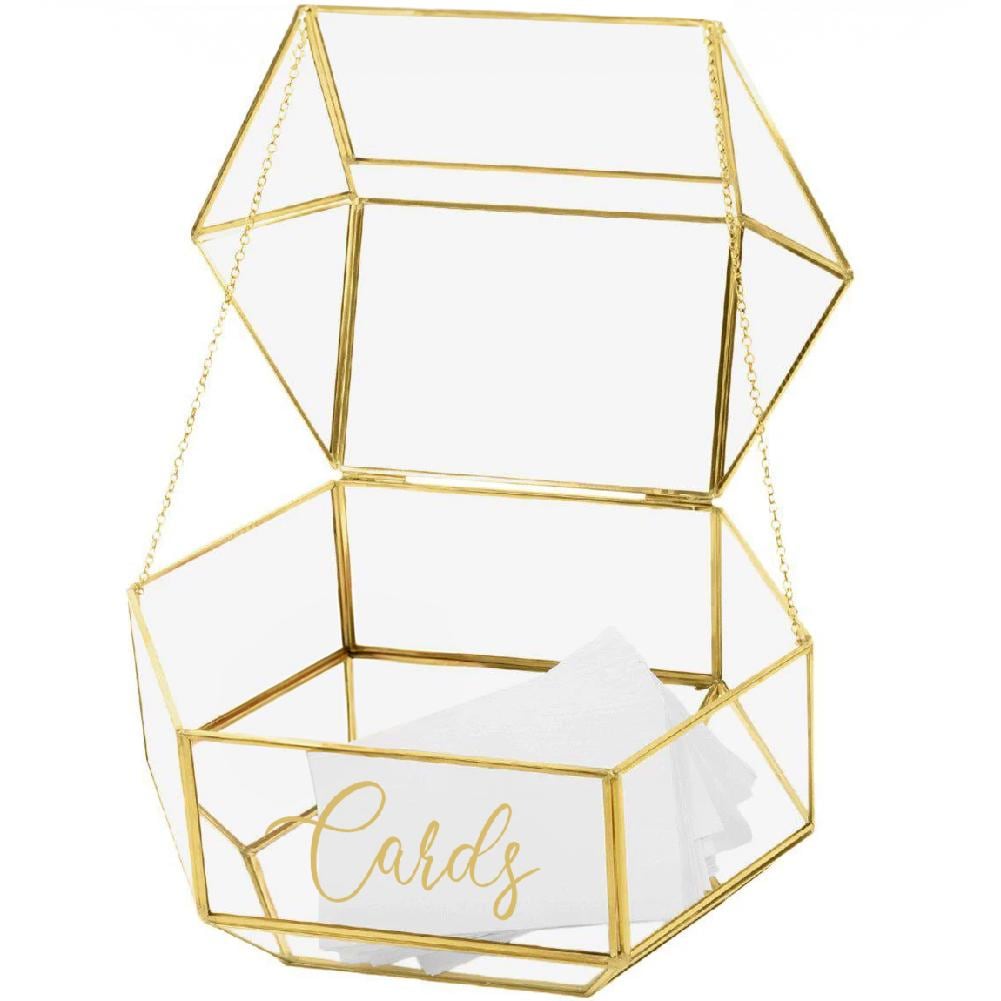 Luxury Gold Glass Card Holder – Personalized Wedding & Party Keepsake ...