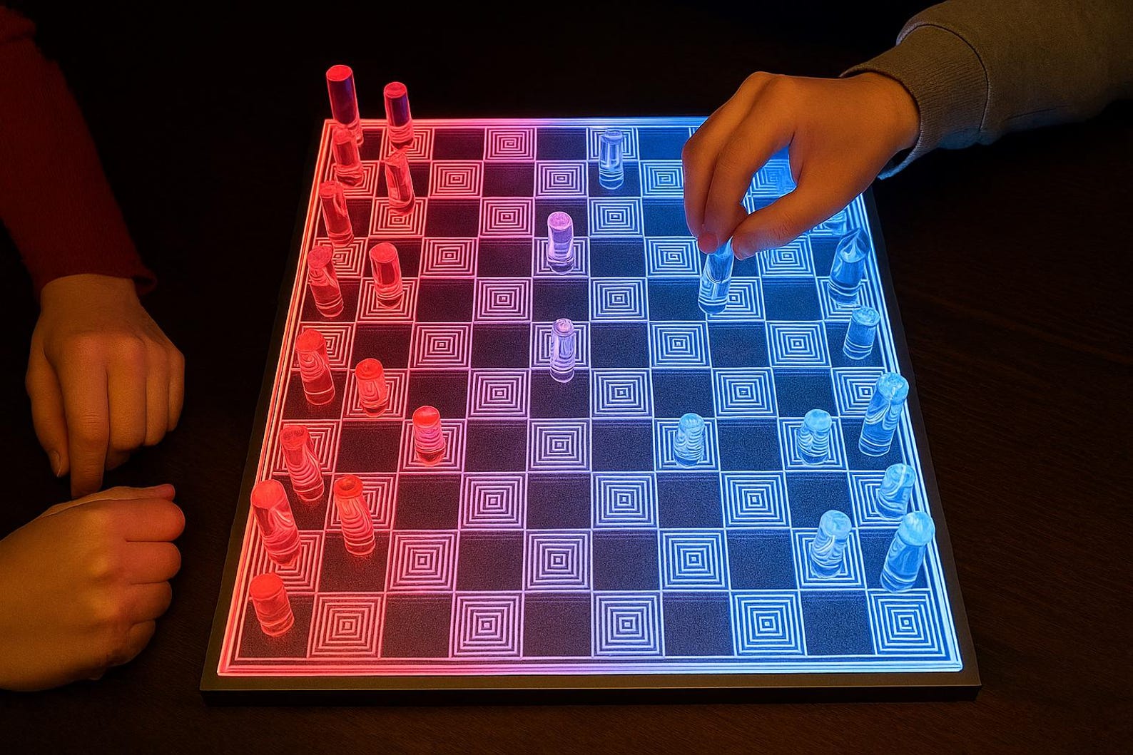 Futuristic LED Glow Chess Set: Illuminated Acrylic Board With Light-up ...