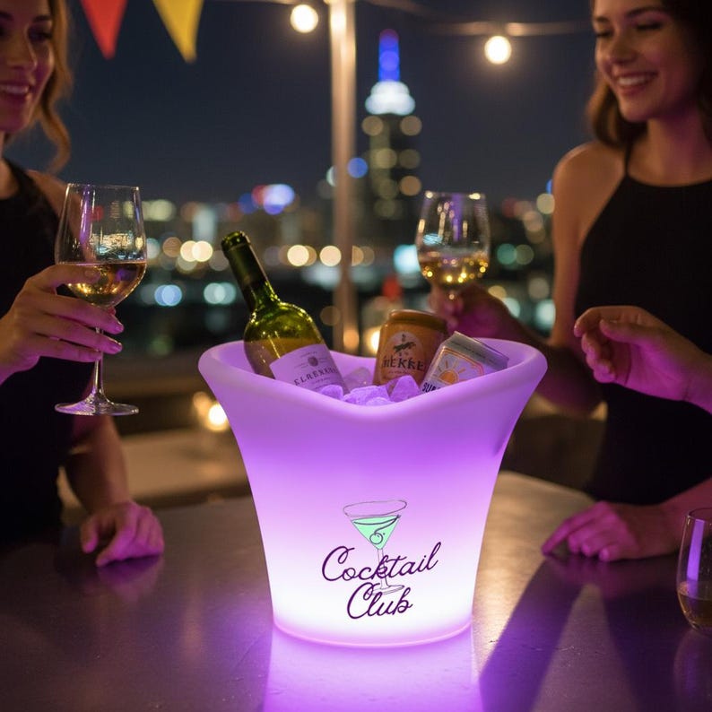 Personalized LED Ice Bucket: Color-changing Logo Display for Events ...