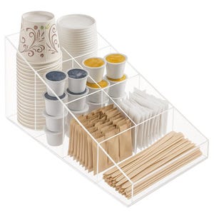 3-tier Clear Acrylic Coffee Station Organizer for Cups, Lids, Sugar ...