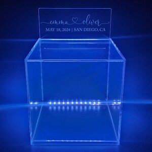 Acrylic Wedding Card Box - Custom Options - 10" Handmade Color Changing ...